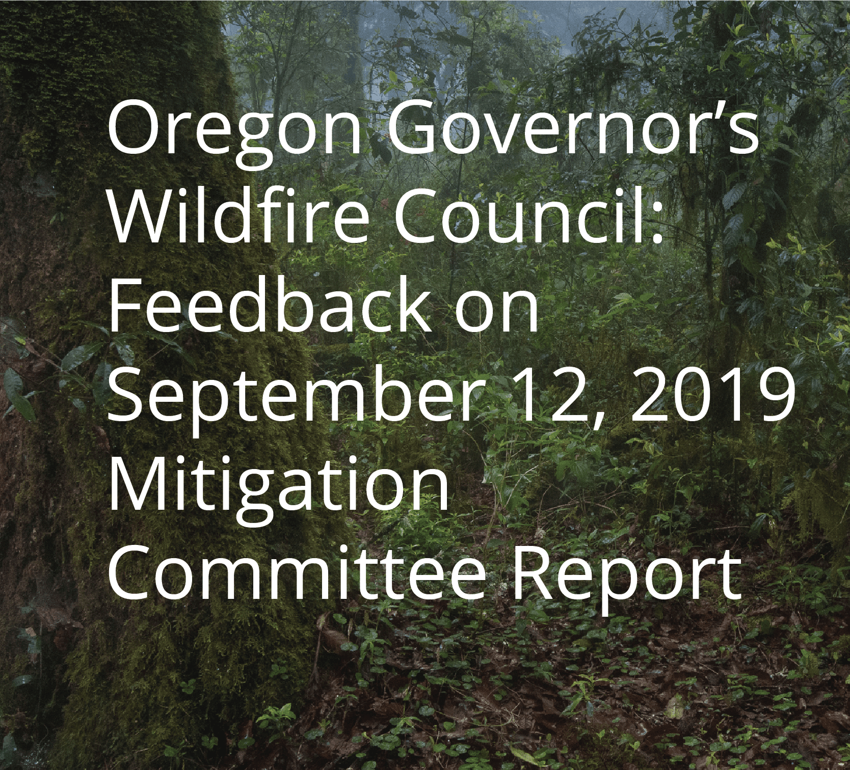 2019 Oregon Governer's Wildfire Council - Wild Heritage